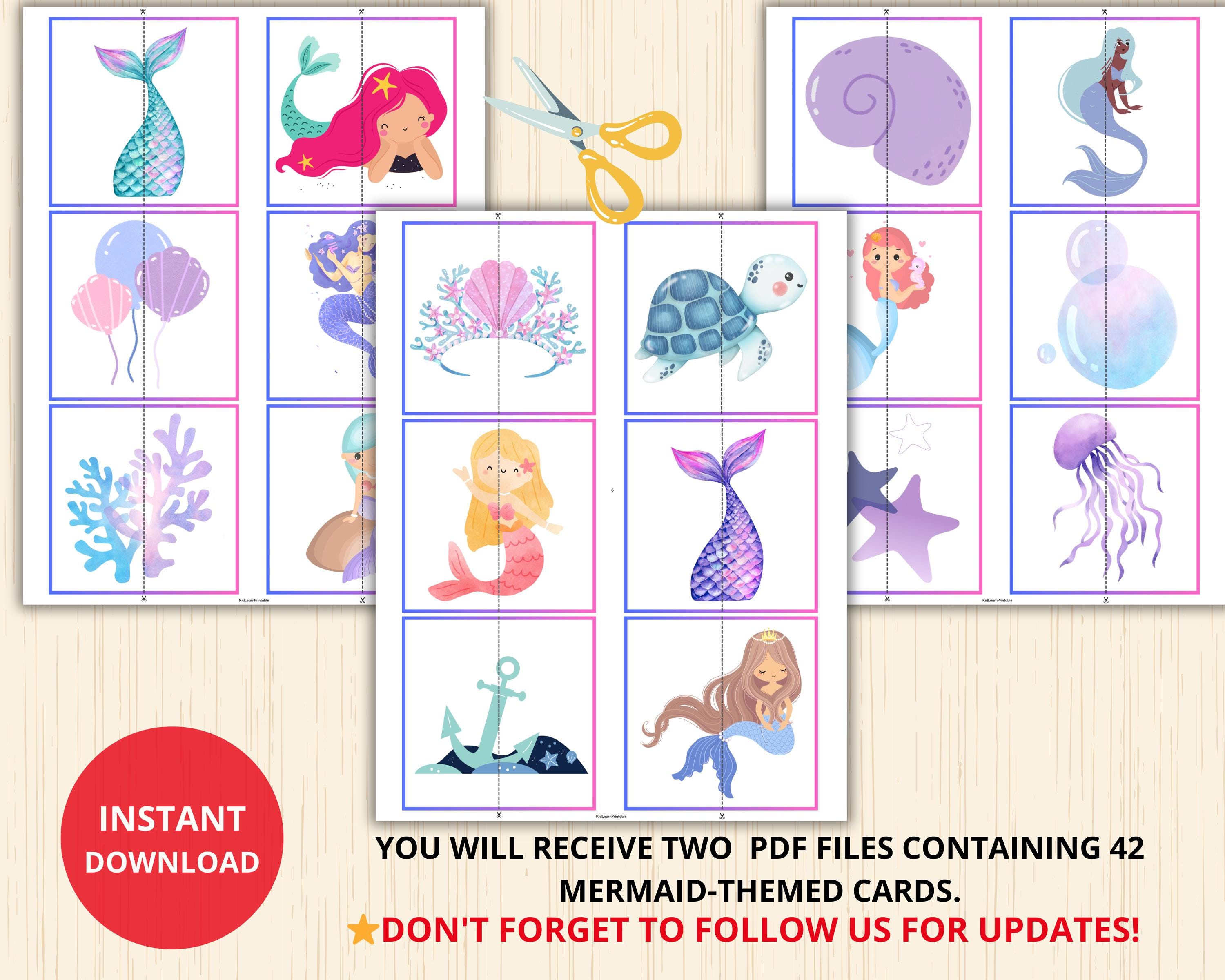 Mermaid Matching Activity,mermaid Matching Game,mermaid Puzzles,mermaid ...