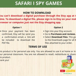 Safari Animal I Spy,counting Activity,look and Find,animals Preschool,i ...