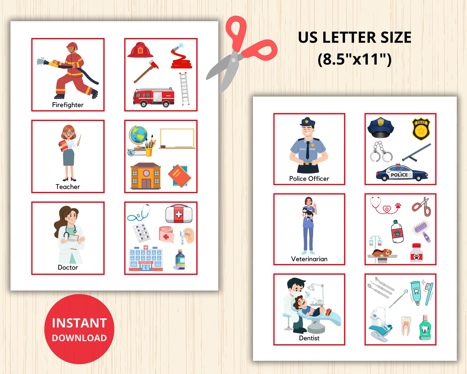 Professions Matching Activity,job Associations,occupation Puzzle,job ...