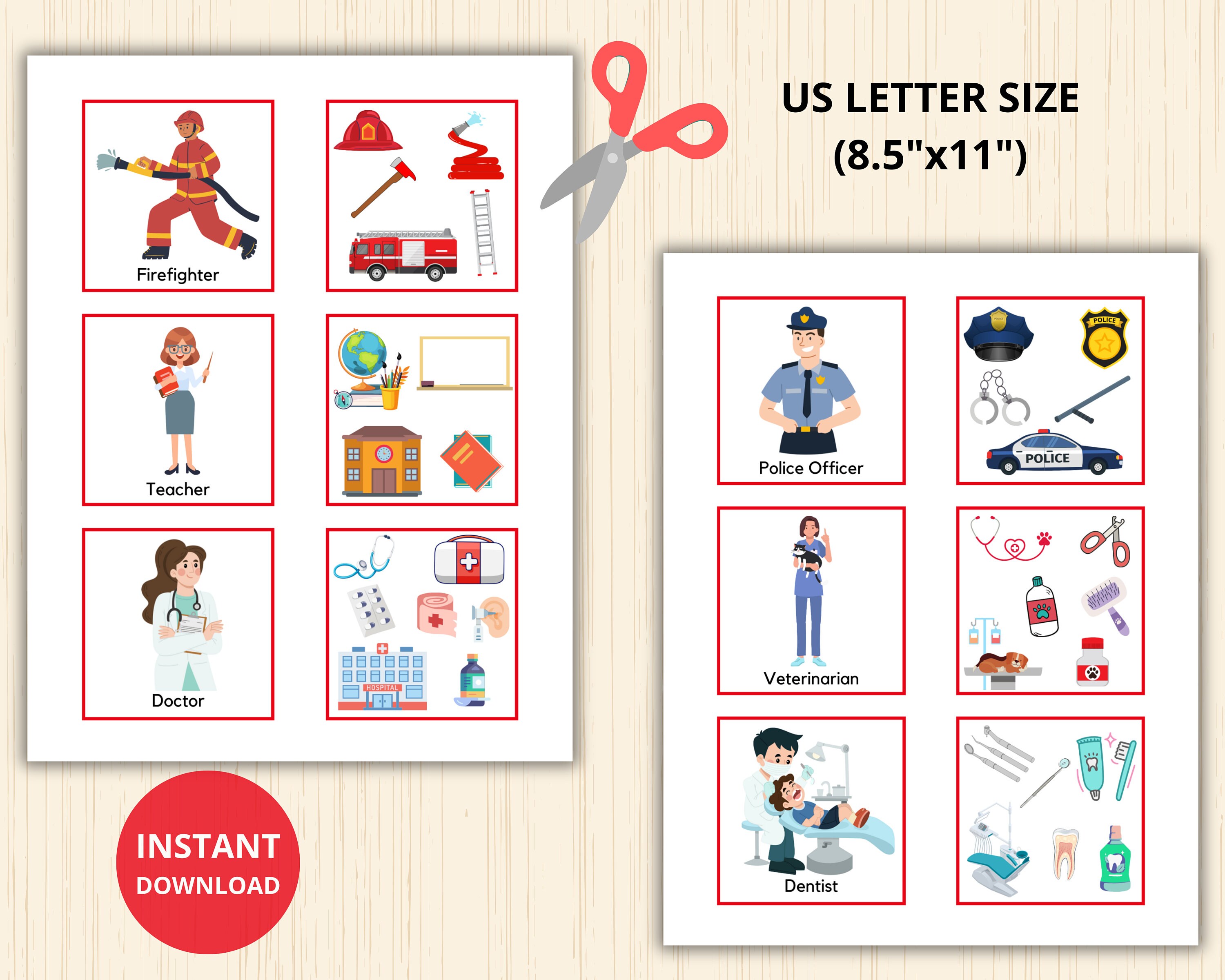 Professions Matching Activity,job Associations,occupation Puzzle,job ...