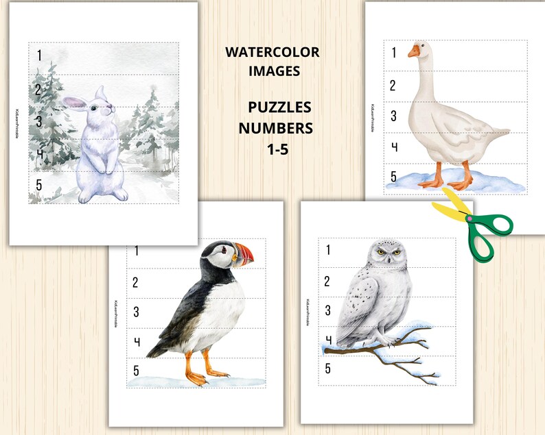 Arctic Animals Puzzle,arctic Animal Halves Matching,winter Puzzle ...