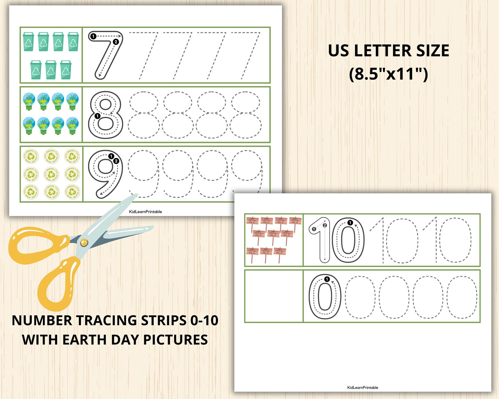 Earth Day Activity,number Tracing Strips,number Tracing Worksheets ...