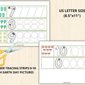 Earth Day Activity,number Tracing Strips,number Tracing Worksheets ...