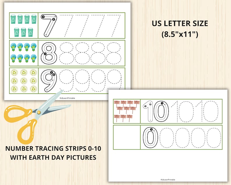 Earth Day Activity,number Tracing Strips,number Tracing Worksheets ...