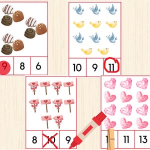 Valentine Count and Clip Cards,valentine's Day Math Activity,counting ...
