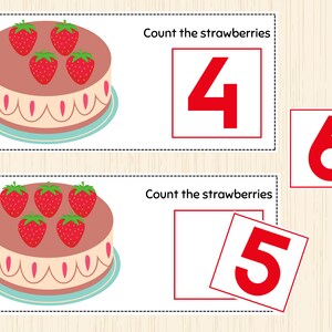 Valentine Count Strawberries Math Printable, Counting Valentines ...