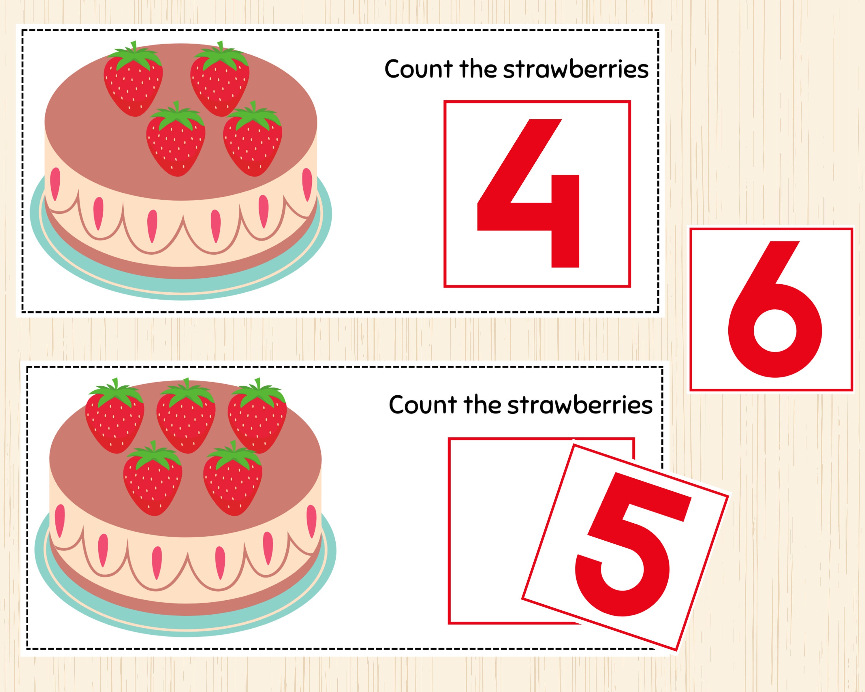 Valentine Count Strawberries Math Printable, Counting Valentines ...