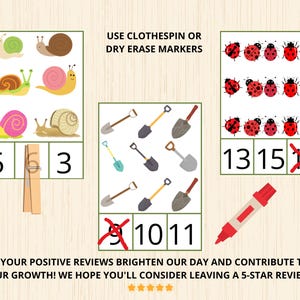 Garden Count and Clip Cards,garden Counting Clip,number 1-10,number ...