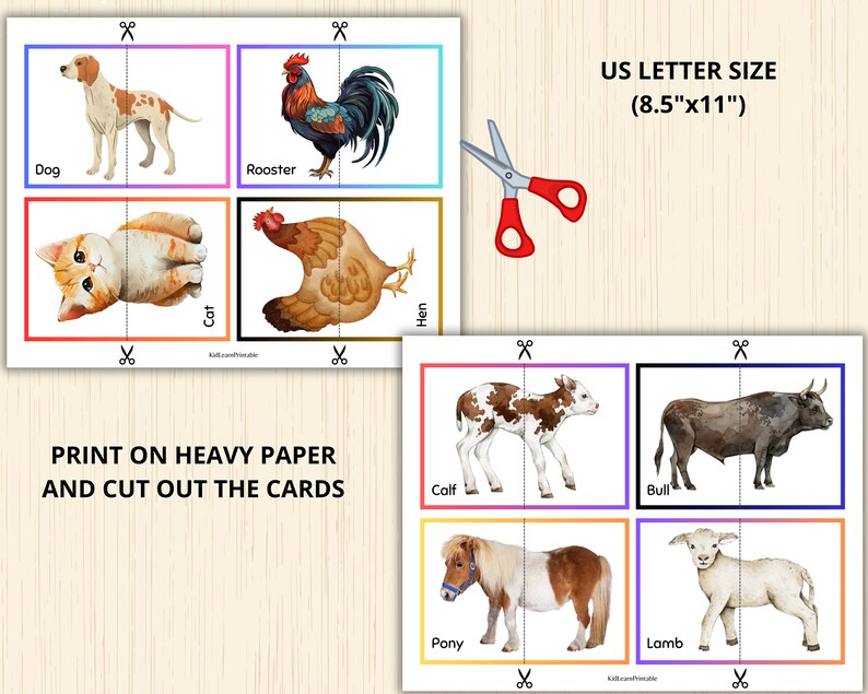 Farm Animals Matching Game,farm Animals Puzzle Pair,puzzle Symmetry ...