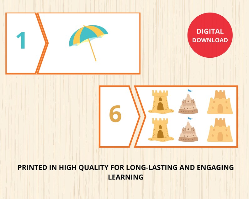 Summer Number Matching,summer Puzzle,counting Activity,preschool,number ...