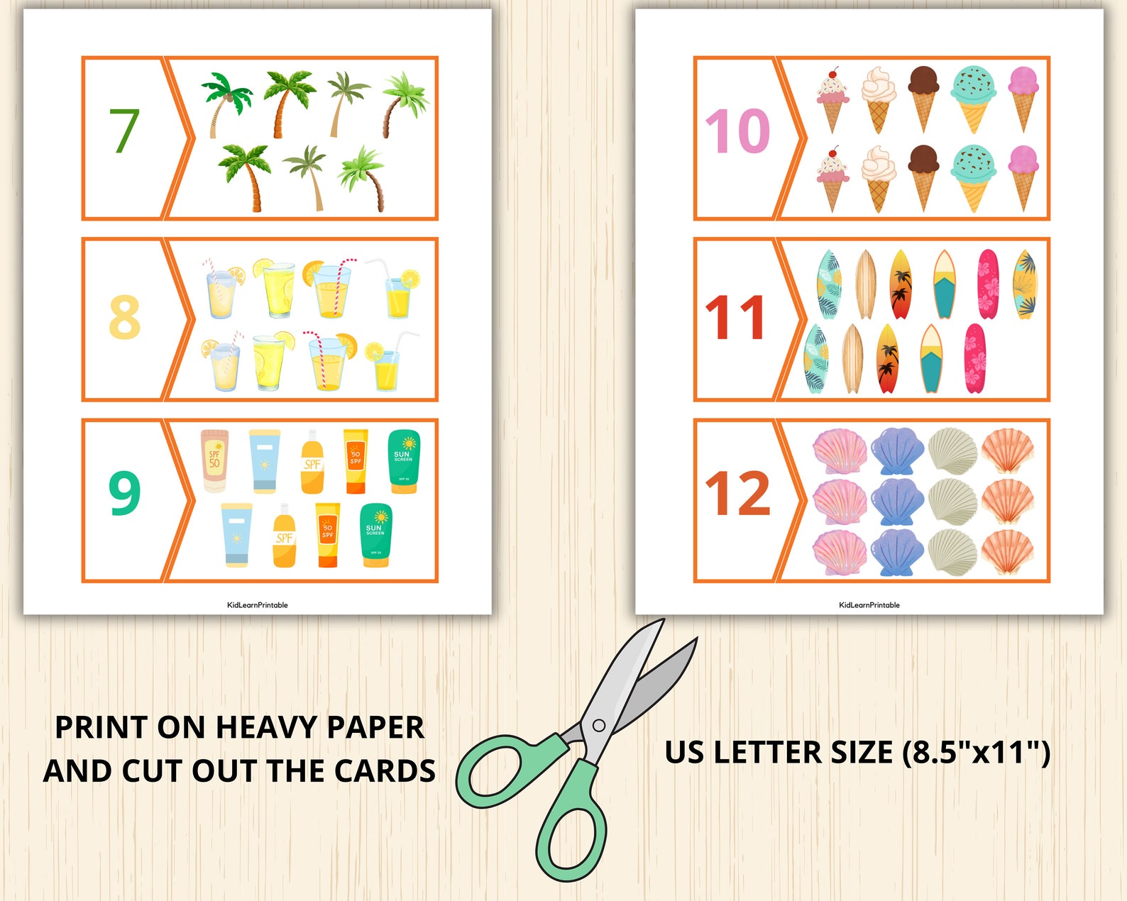 Summer Number Matching,summer Puzzle,counting Activity,preschool,number ...