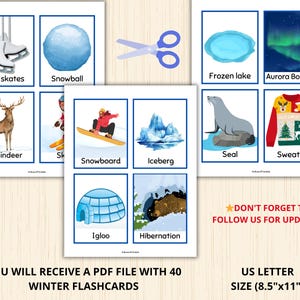 Winter Flashcards,winter Vocabulary,winter Montessori Preschool,holiday ...