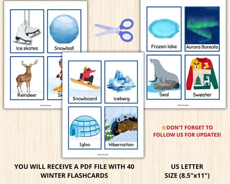 Winter Flashcards,winter Vocabulary,winter Montessori Preschool,holiday ...
