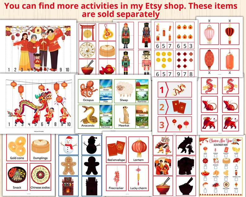 Chinese New Year Count and Clip Cards,cny Math Center,lunar New Year ...