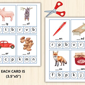 CVC Word Clip Cards, Beginning Sound, Alphabet Phonics, Montessori ...