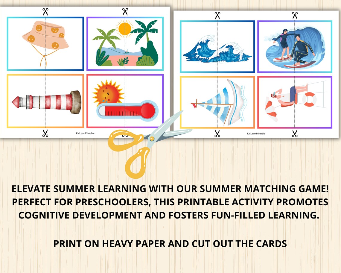 Summer Matching Game,summer Activity,summer Montessori,preschool ...