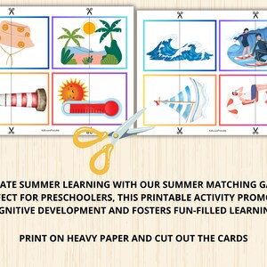Summer Matching Game,summer Activity,summer Montessori,preschool ...