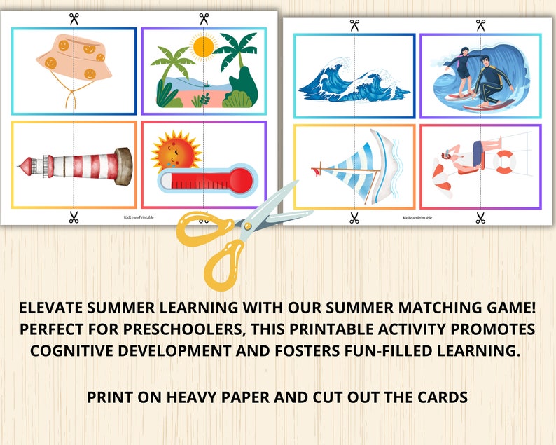 Summer Matching Game,summer Activity,summer Montessori,preschool ...