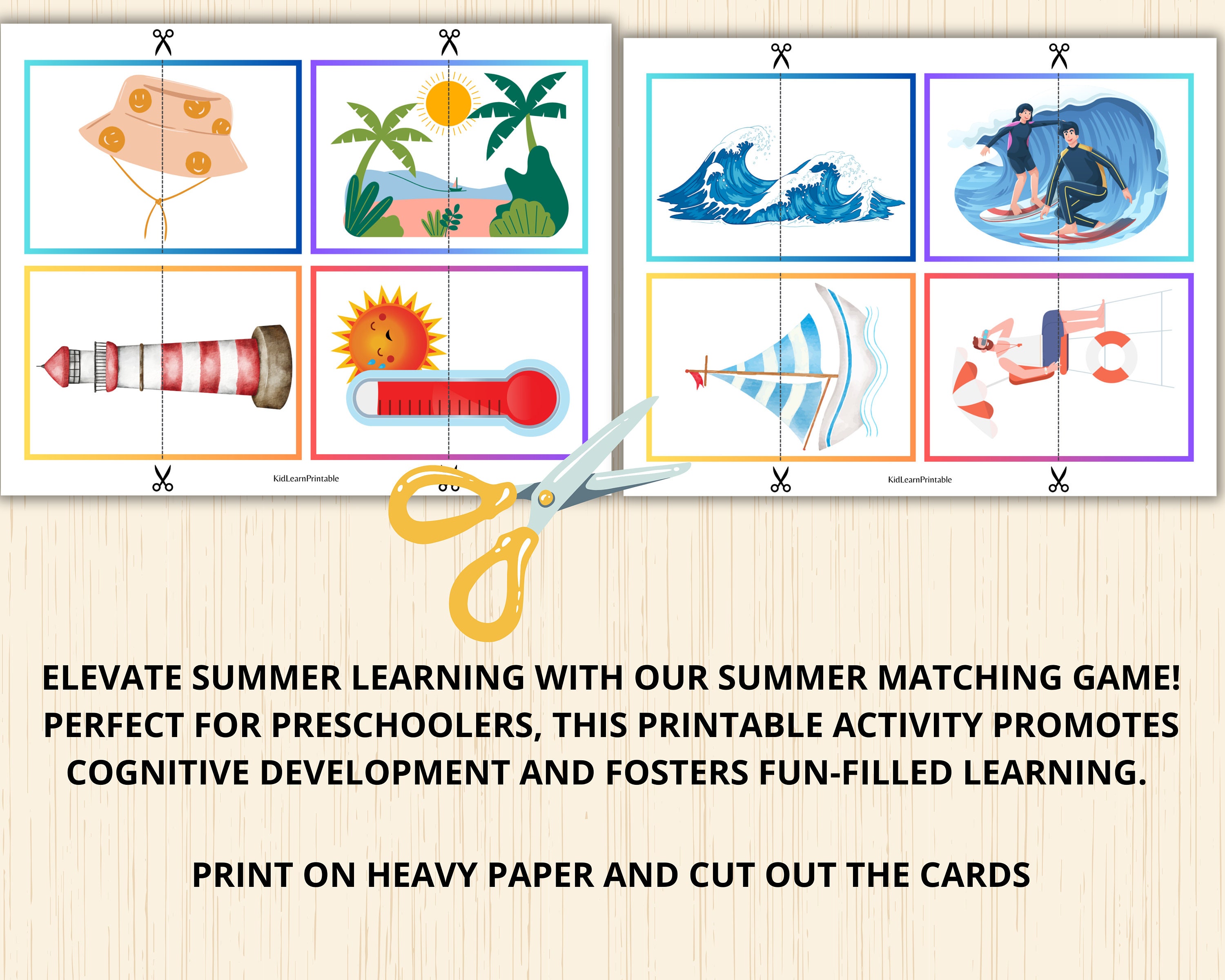 Summer Matching Game,summer Activity,summer Montessori,preschool ...
