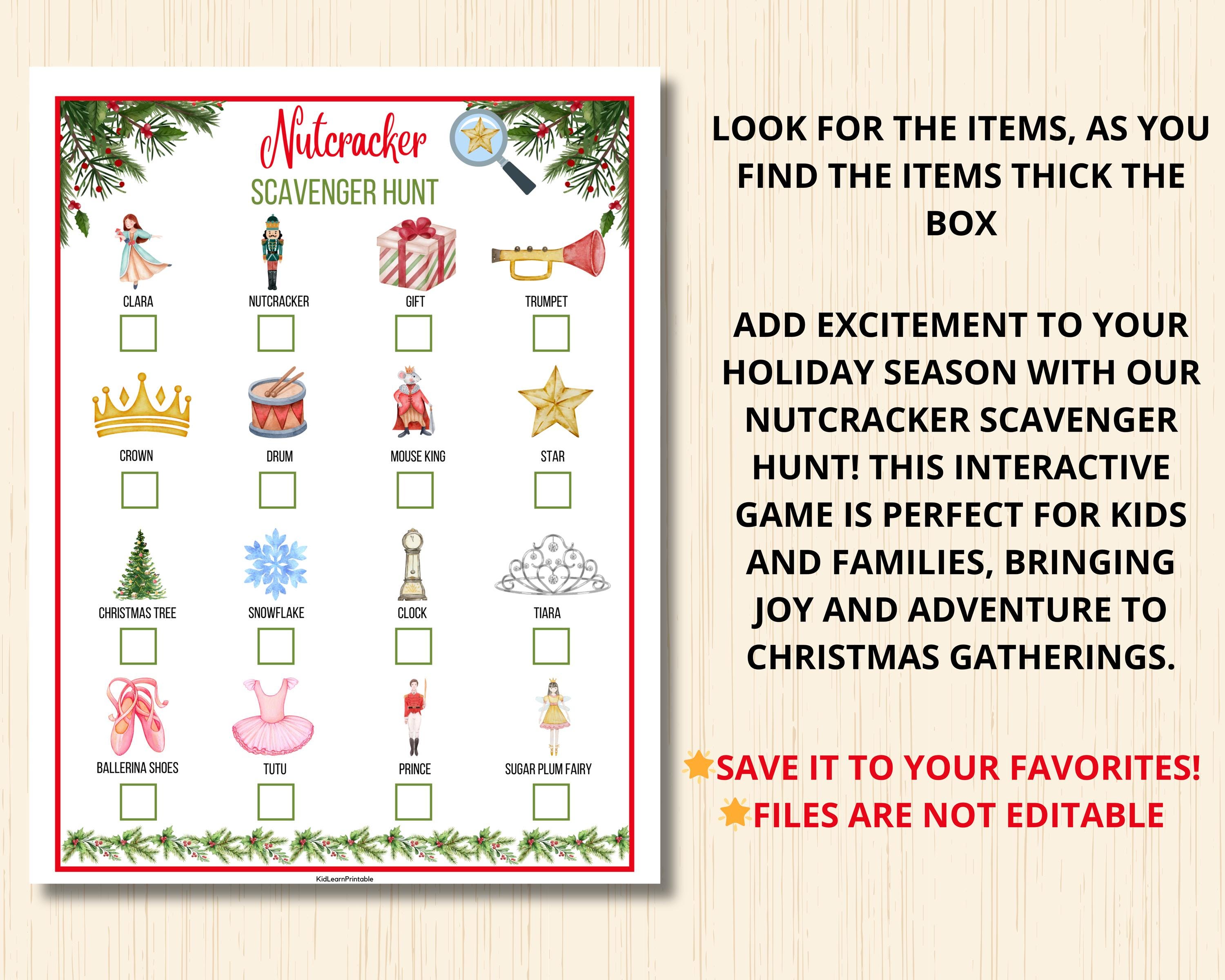 Nutcracker Treasure Hunt,nutcracket Ballet Scavanger Hunt,scavenger ...