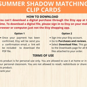 Summer Shadow Clip Cards,silhouette Matching,toddler Summer Matching ...