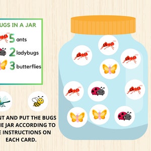 Bug in a Jar Counting Activity, Pretend Play,insect Busy Book, Bug Unit ...