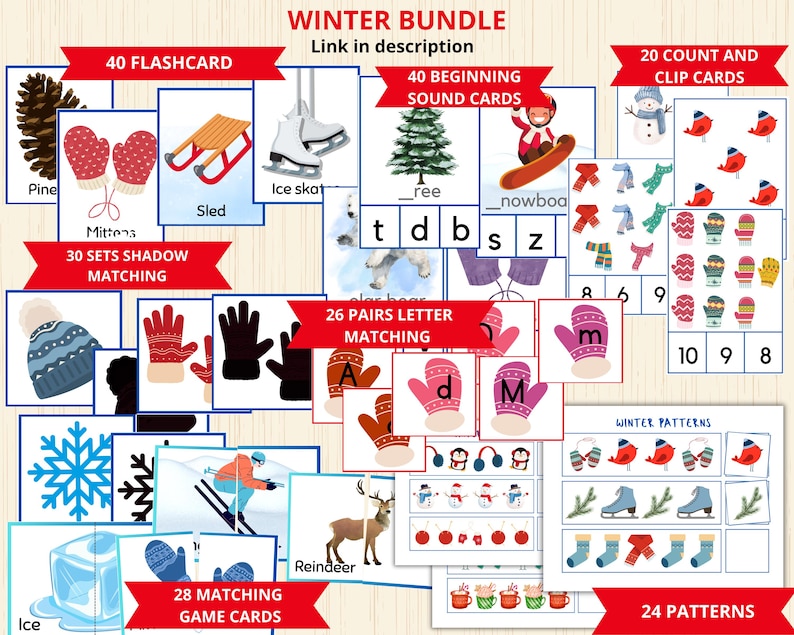 Winter Count and Clip Cards 1-20, Printable Preschool Math, Counting ...
