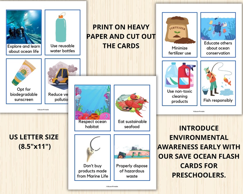 Sea Animals Flashcards,ocean Animals Flash Cards,save the Ocean,sealife ...