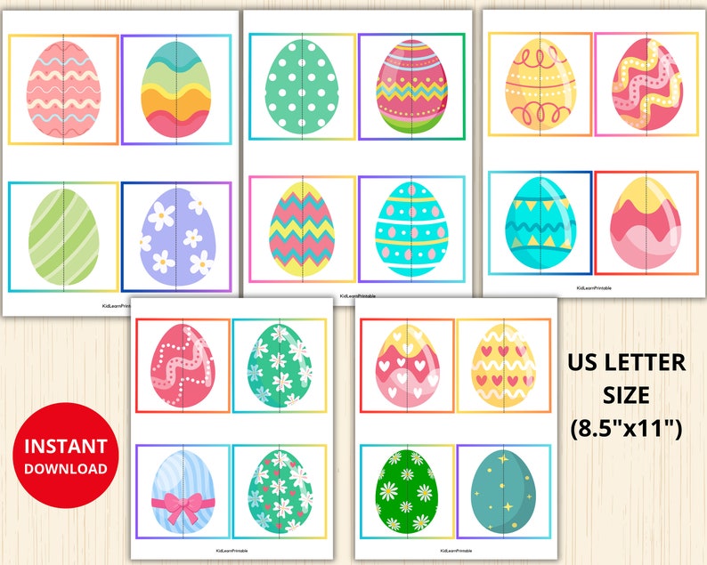 Easter Eggs Matching Game, Easter Egg Puzzle, Easter Eggs Symmetry ...