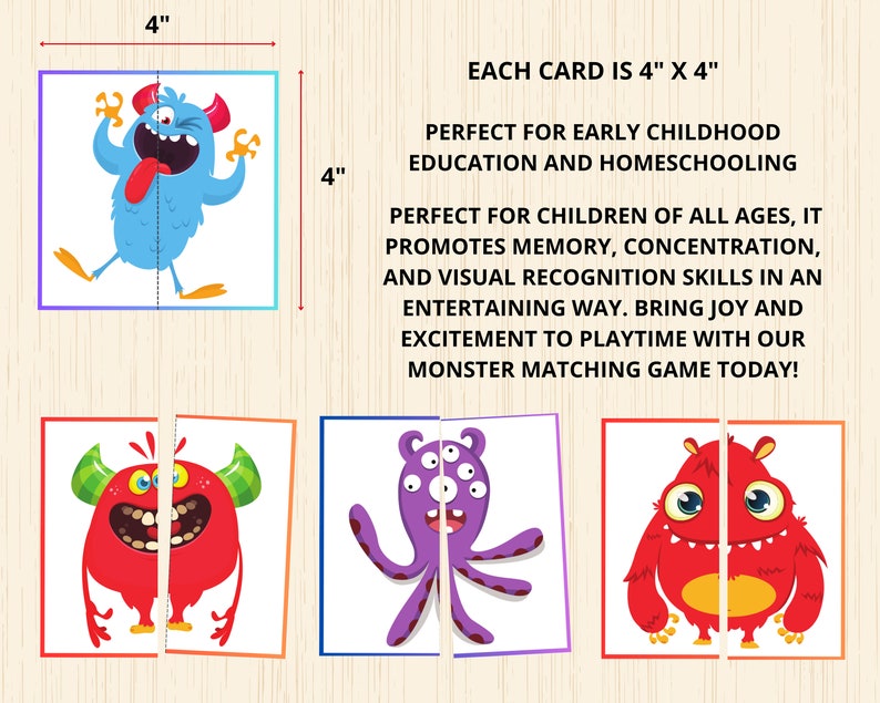 Monster Matching Games,2-piece Puzzles,monster Lovers,toddler Puzzle ...