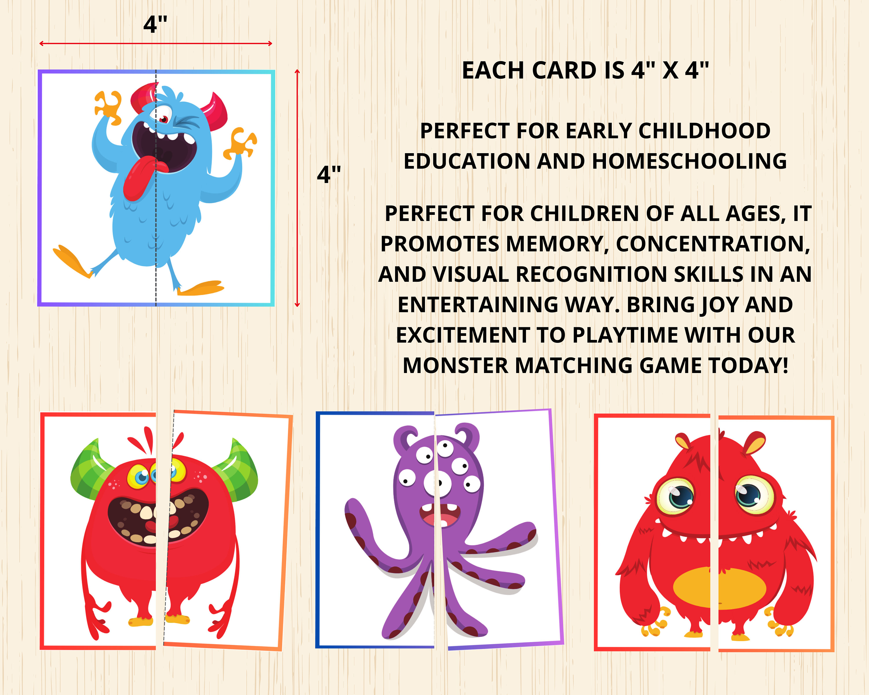 Monster Matching Games,2-piece Puzzles,monster Lovers,toddler Puzzle ...