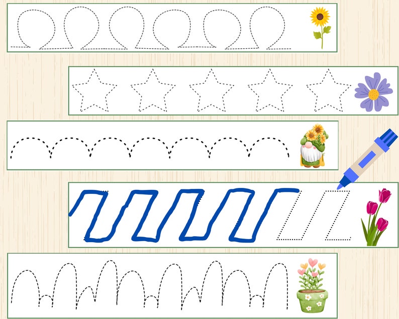 Spring Tracing Practice,tracing Strips,lines Tracing,handwriting ...