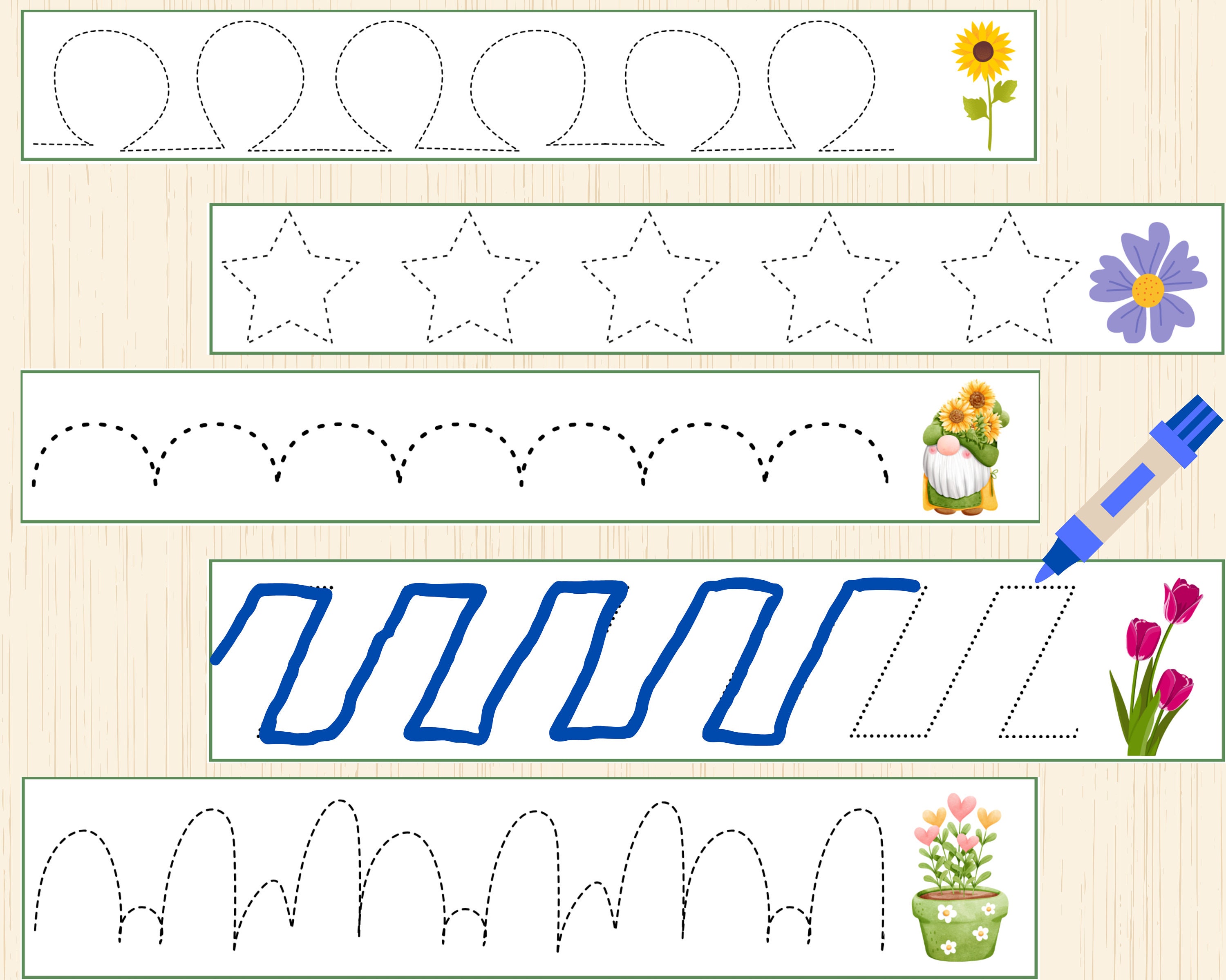 Spring Tracing Practice,tracing Strips,lines Tracing,handwriting ...