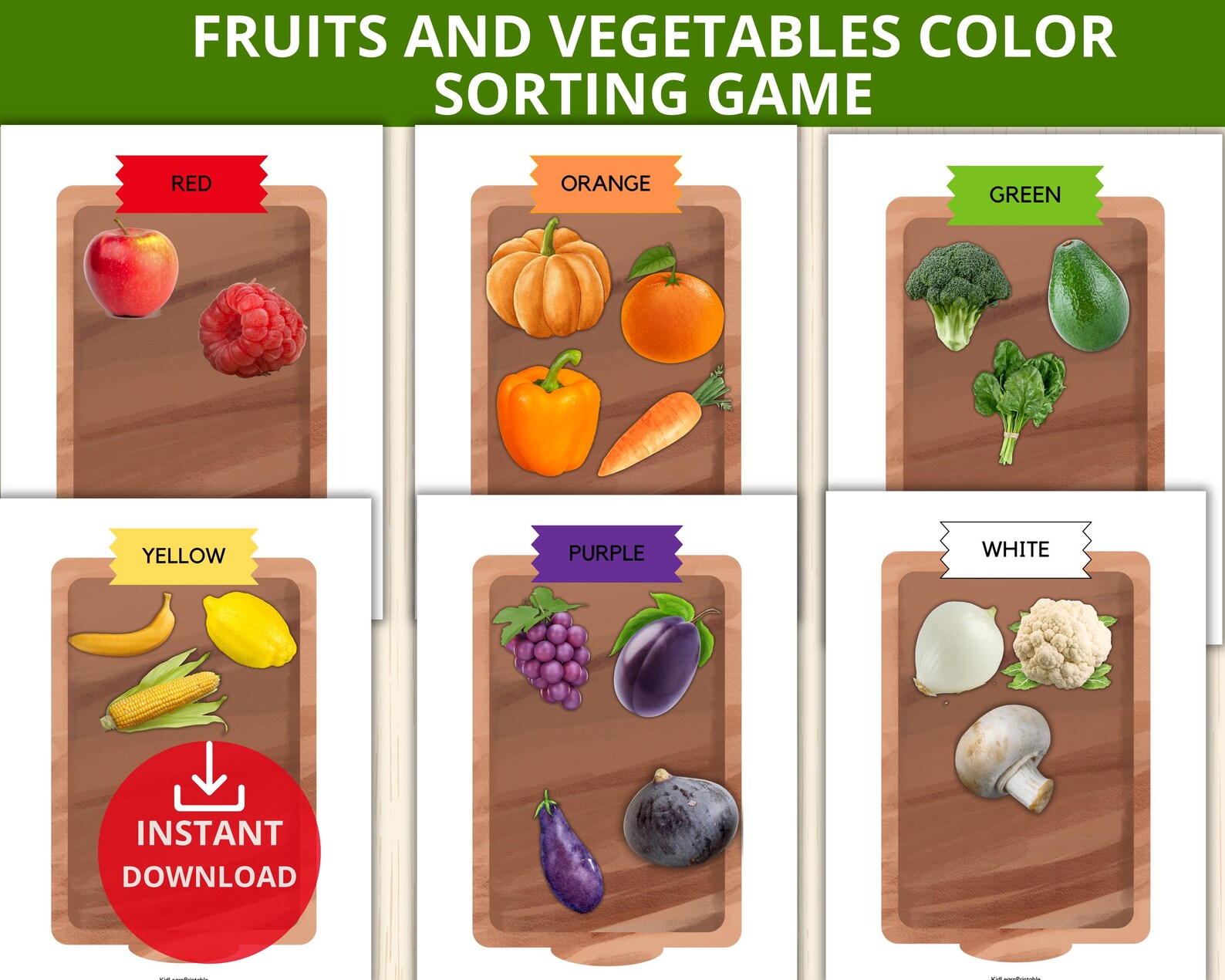 Fruits and Vegetables Sorting Activity,color Matching Game,fruits and ...