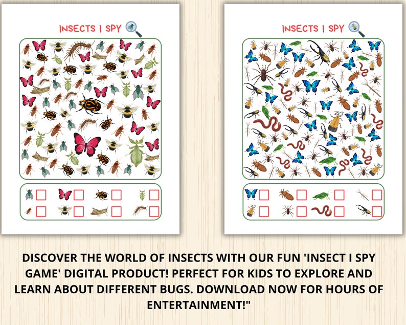 Insect I Spy,spring I Spy,printable Games,look and Find,counting Game ...