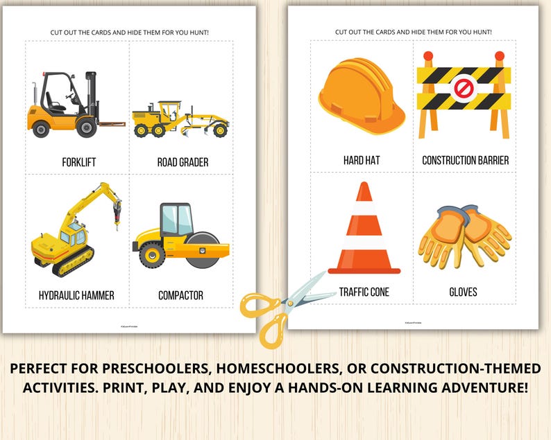 Construction Scavenger Hunt,vehicles Scavenger Hunt for Kids,indoors ...