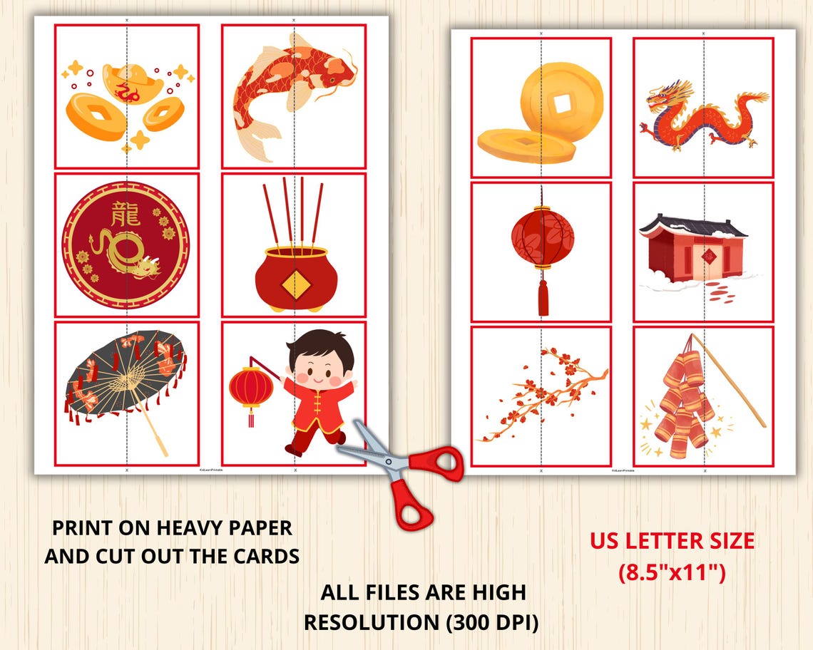 Chinese New Year Matching Game,matching Activity for Kids,lunar New ...