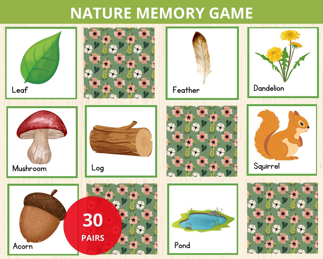 Nature Memory Game,nature Matching Game,nature Unit Study,preschool ...