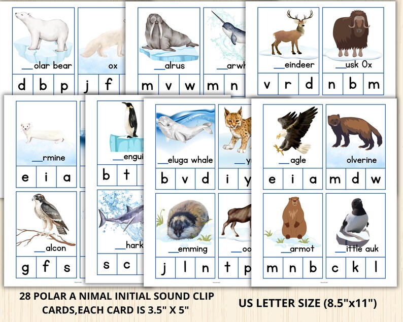 Arctic Animals Bundle,polar Animals Preschool Activity,arctic Animal ...