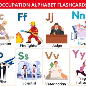 Occupation Alphabet Flashcards,alphabet Job Flashcards,profession Abc ...