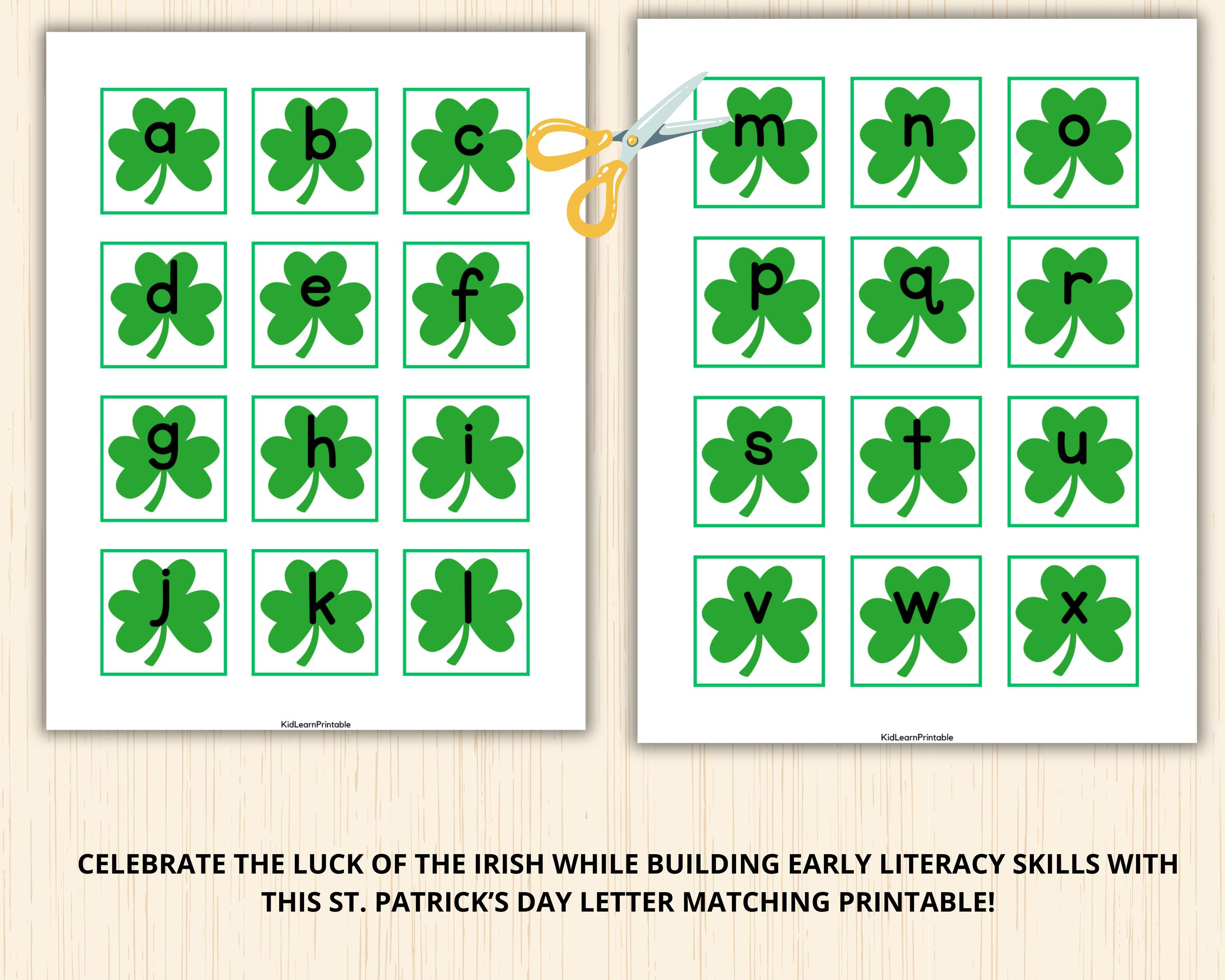 St Patricks Day Alphabet,letter Matching Game,st Patricks Day Activity ...