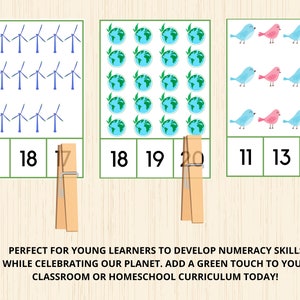 Earth Day Count and Clip Cards,numbers 1-20,counting Cards, Earth Day ...