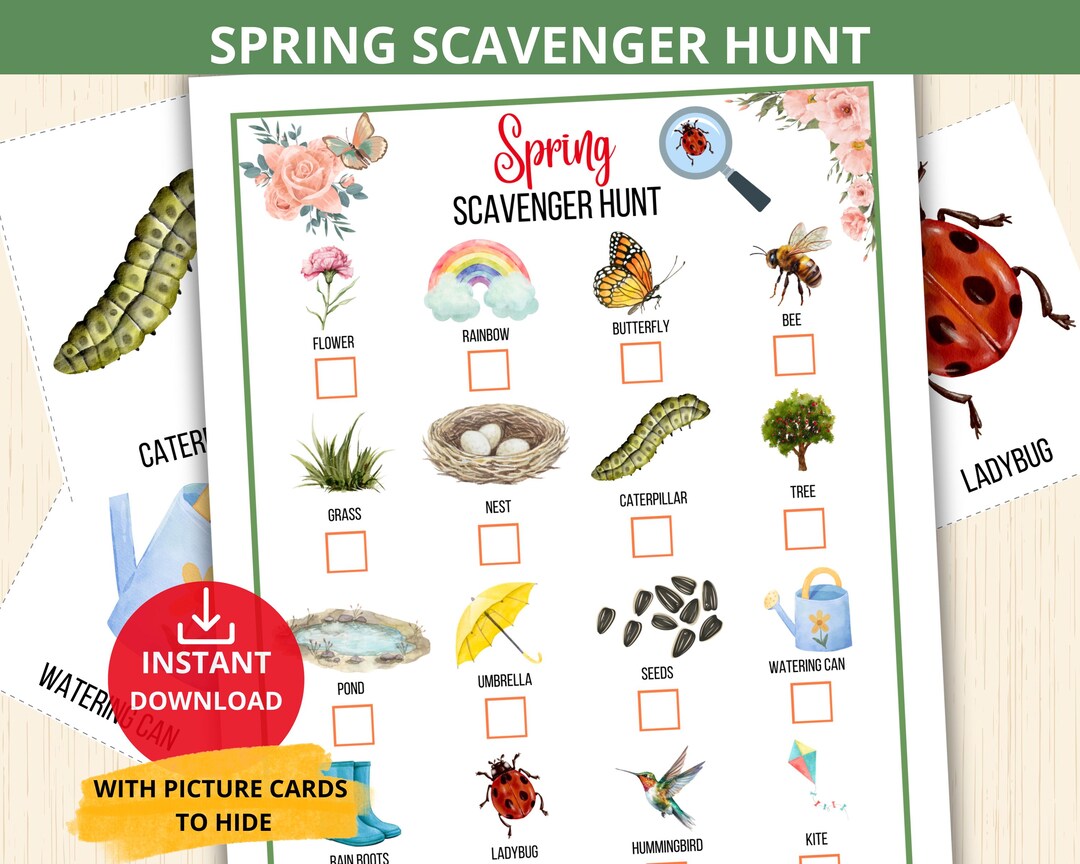 Spring Scavenger Hunt,spring Treasure Hunt Game for Kids,indoor Outdoor ...