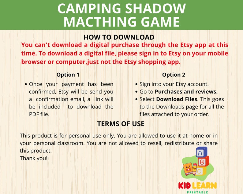 Camping Shadow Matching,camping Flashcards,camping Worksheet,preschool ...