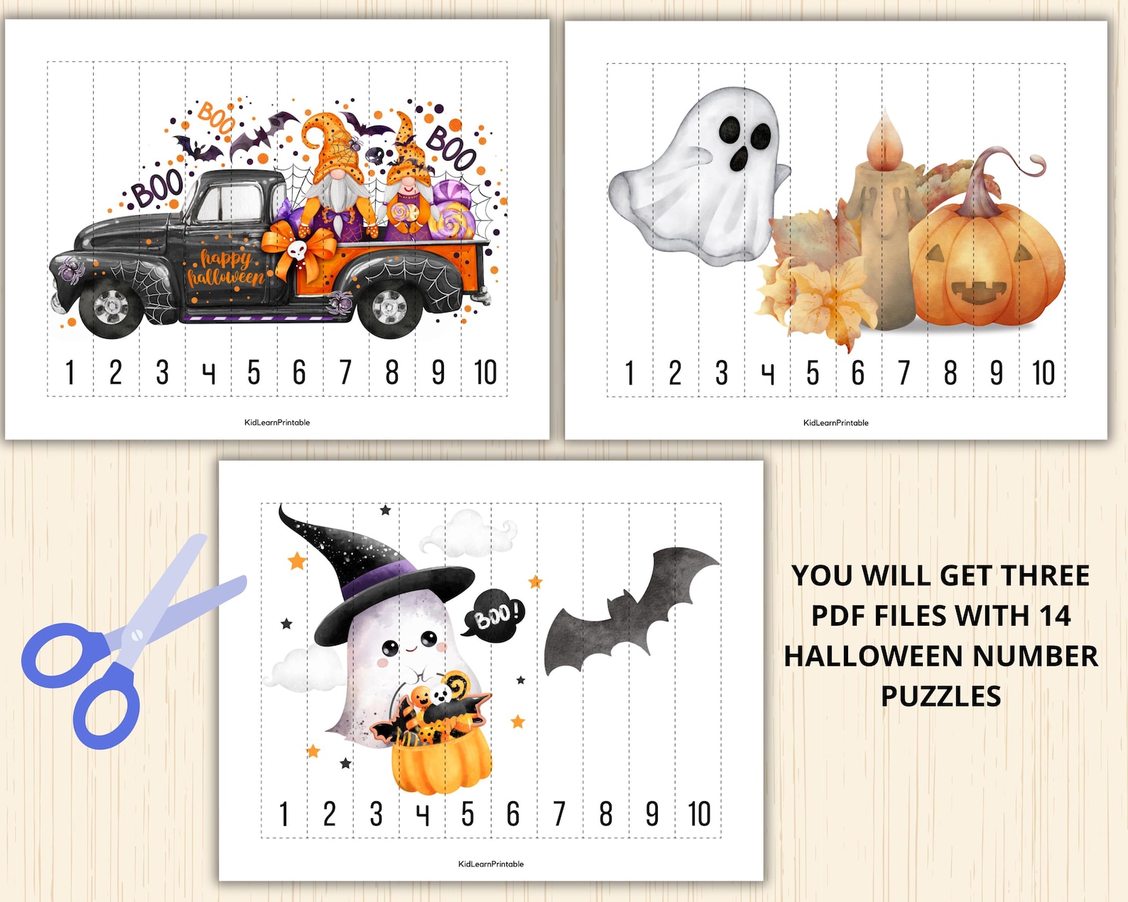Halloween Number Puzzles,halloween Montessori,halloween Number Sequence ...
