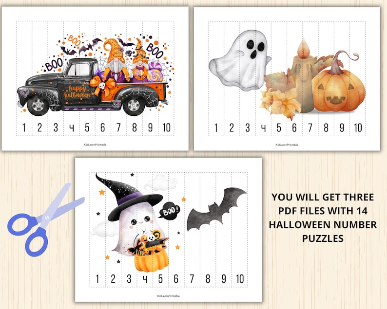 Halloween Number Puzzles,halloween Montessori,halloween Number Sequence ...