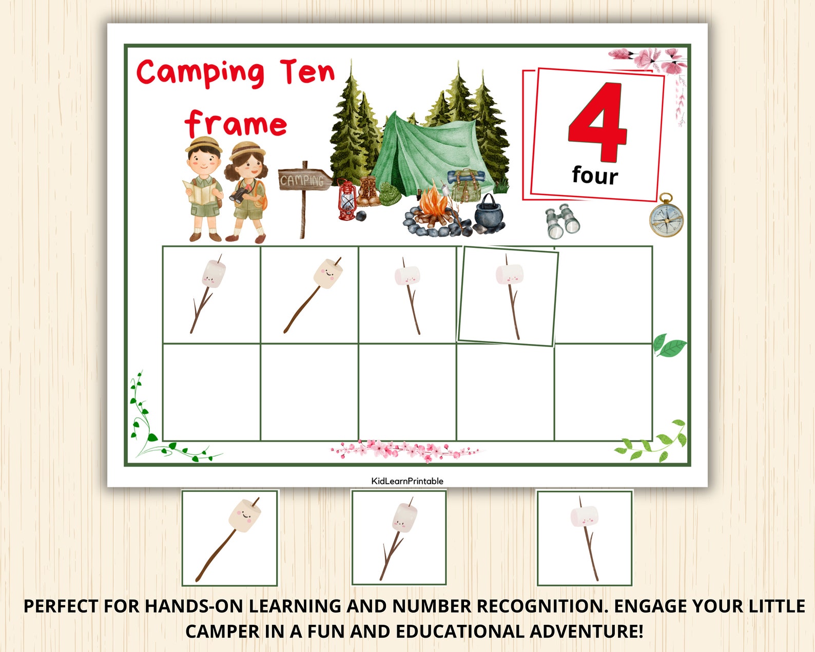 Camping Ten Frame,numbers 1-10,count and Match,camping Montessori ...