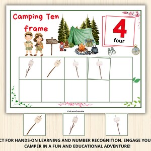 Camping Ten Frame,numbers 1-10,count and Match,camping Montessori ...