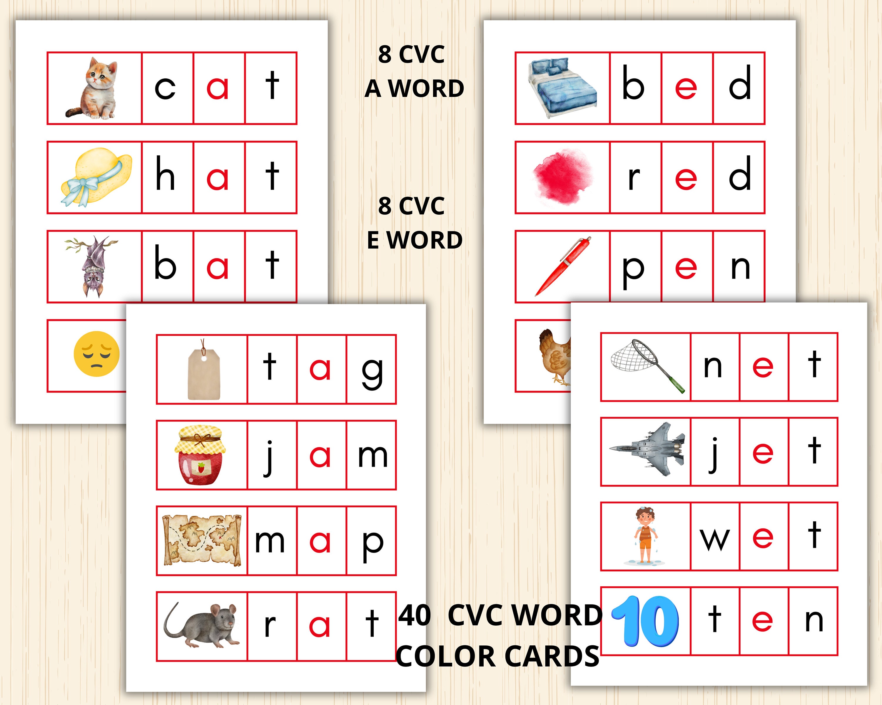 CVC Word Matching Cards, Montessori Moveable Alphabet,phonic Alphabet ...