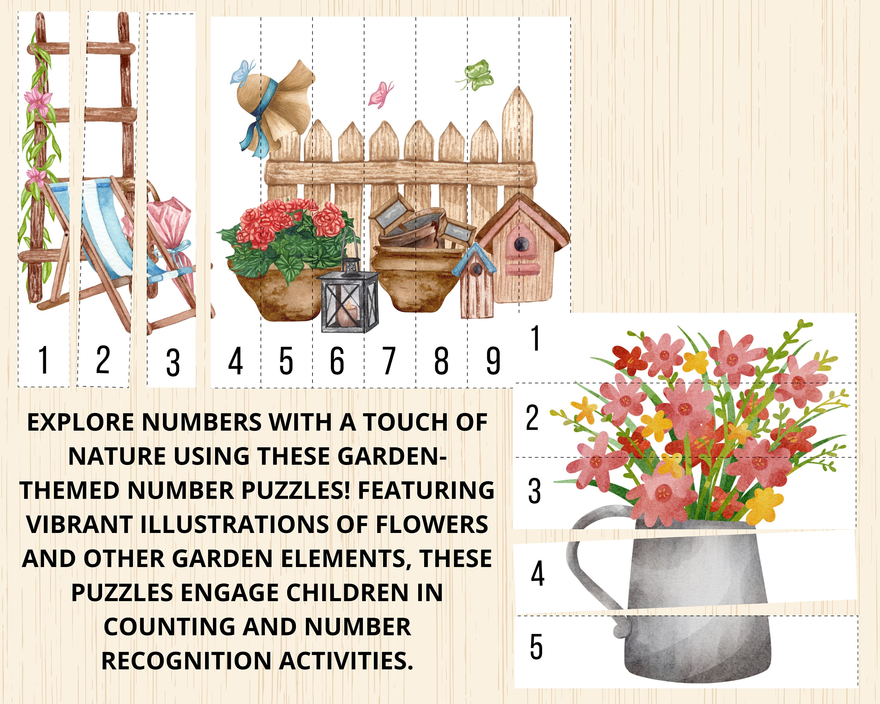 Garden Preschool,garden Puzzles,number Sequence Puzzle,numbers 1-10 ...